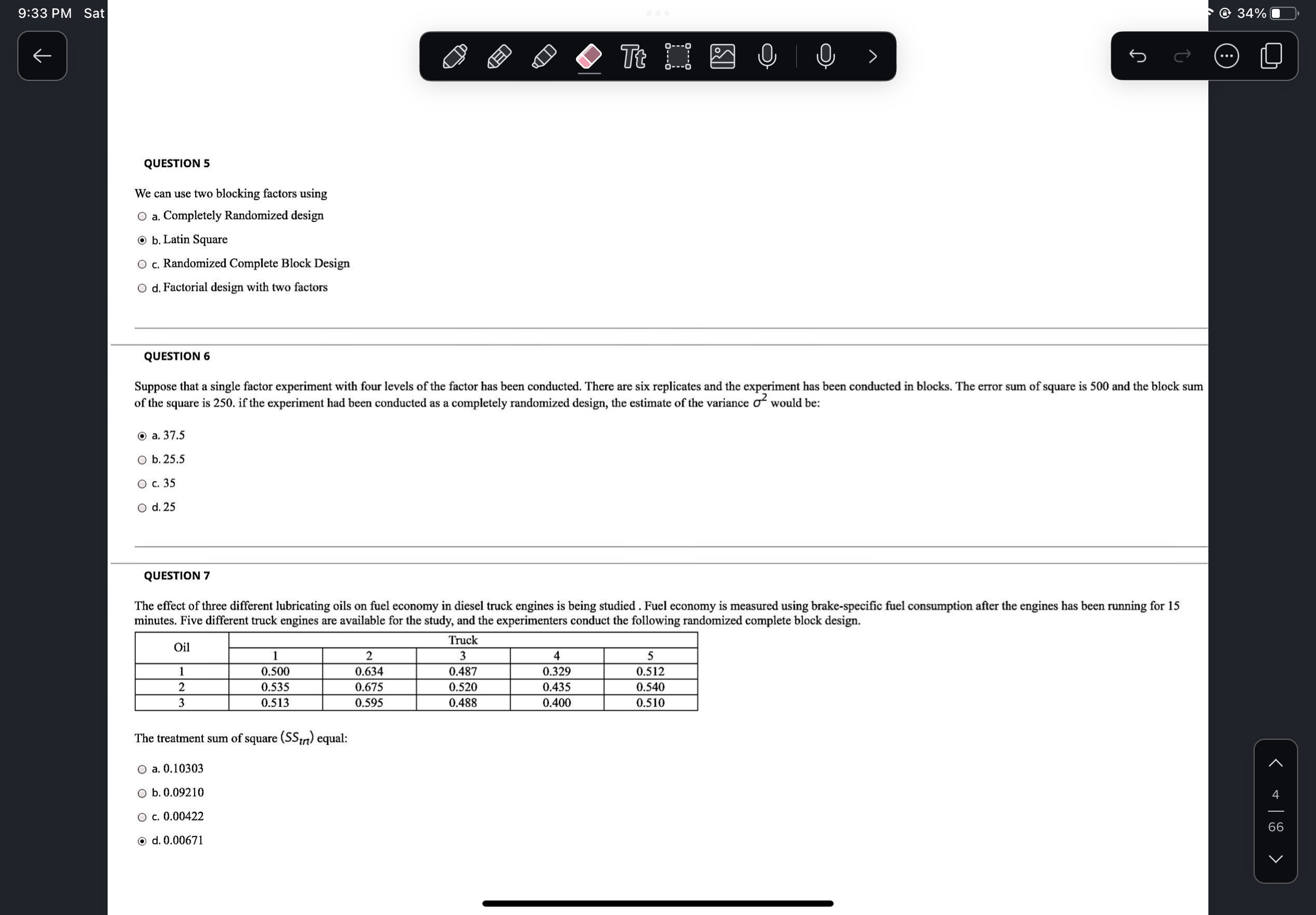 Solved QUESTION 5 We can use two blocking factors using a. | Chegg.com
