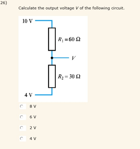Solved 26) Calculate the output voltage V of the following | Chegg.com