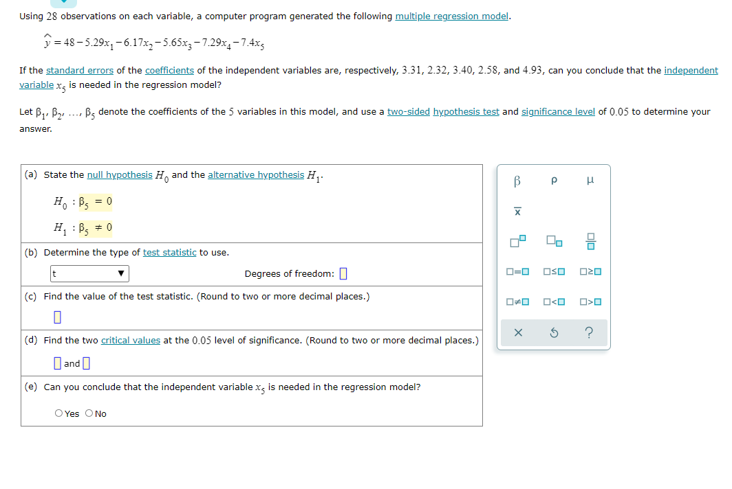 Solved Using 28 observations on each variable, a computer | Chegg.com