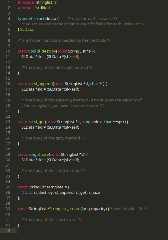 I need to implement a stringlist adt using in c | Chegg.com