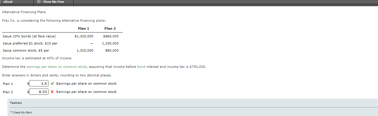 Solved eBook Show Me How Alternative Financing Plans Frey | Chegg.com