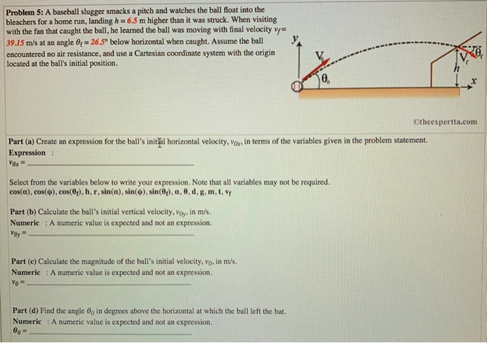Solved Problem 5: A baseball slugger smacks a pitch and | Chegg.com