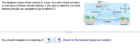 Solved The diagram shows three islands in a bay. You rent a | Chegg.com
