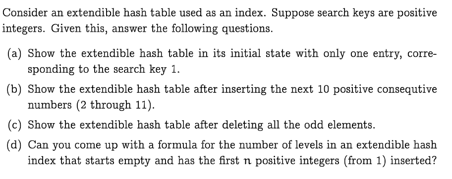 Consider an extendible hash table used as an index. | Chegg.com
