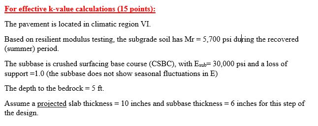Following the AASHTO rigid pavement thickness design | Chegg.com