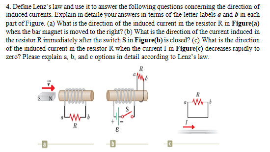 Solved 4. Define Lenz's law and use it to answer the | Chegg.com