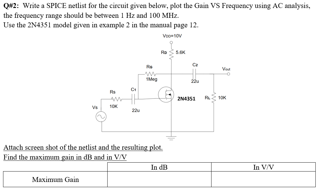 Solved Q#2: Write a SPICE netlist for the circuit given | Chegg.com