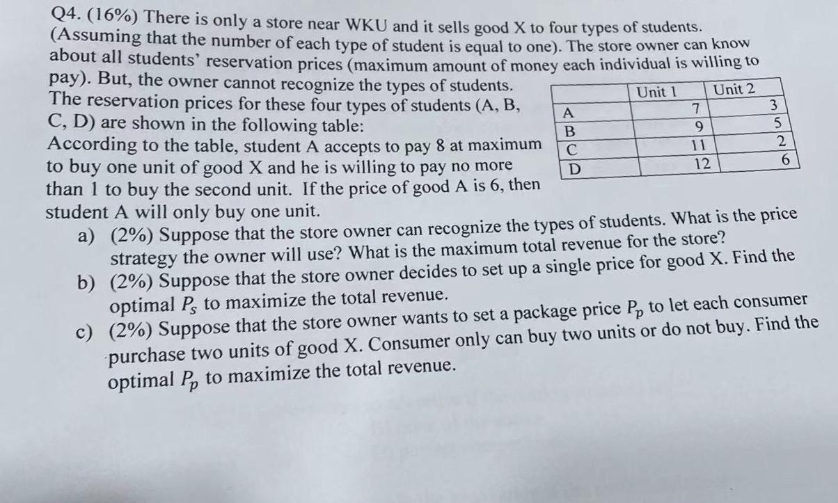 Unit 1 A B. с D 7 9 11 12 3 5 2 6 Q4. (16%) There is | Chegg.com