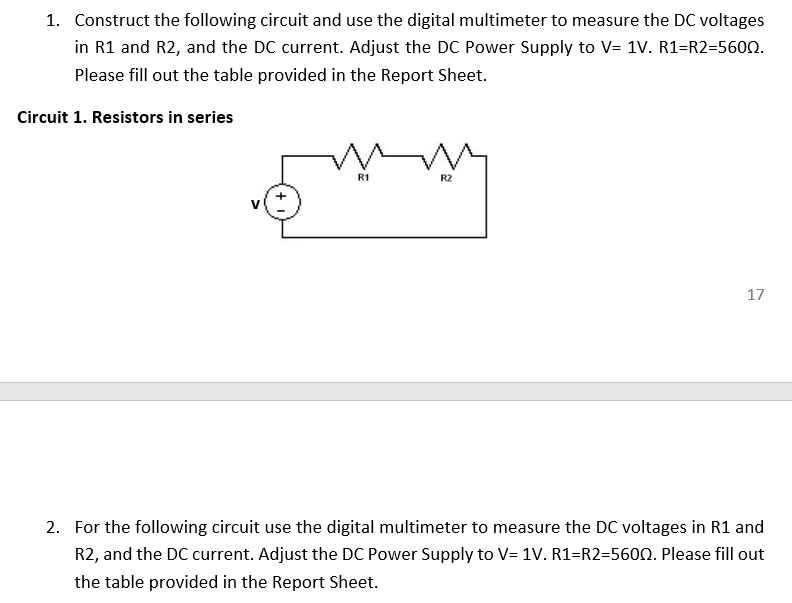 Solved 1. Construct the following circuit and use the | Chegg.com