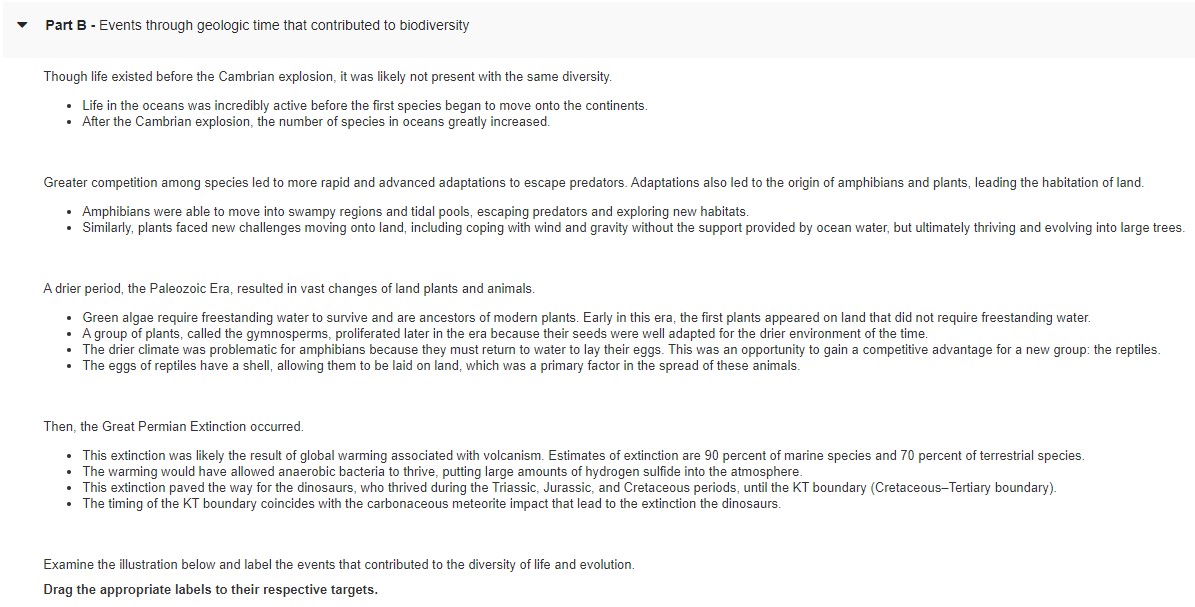 Solved Part B - Events through geologic time that | Chegg.com