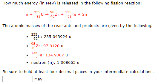 Solved How much energy (in MeV) is released in the following | Chegg.com