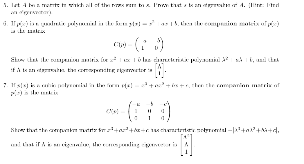 Solved 5. Let A be a matrix in which all of the rows sum to | Chegg.com