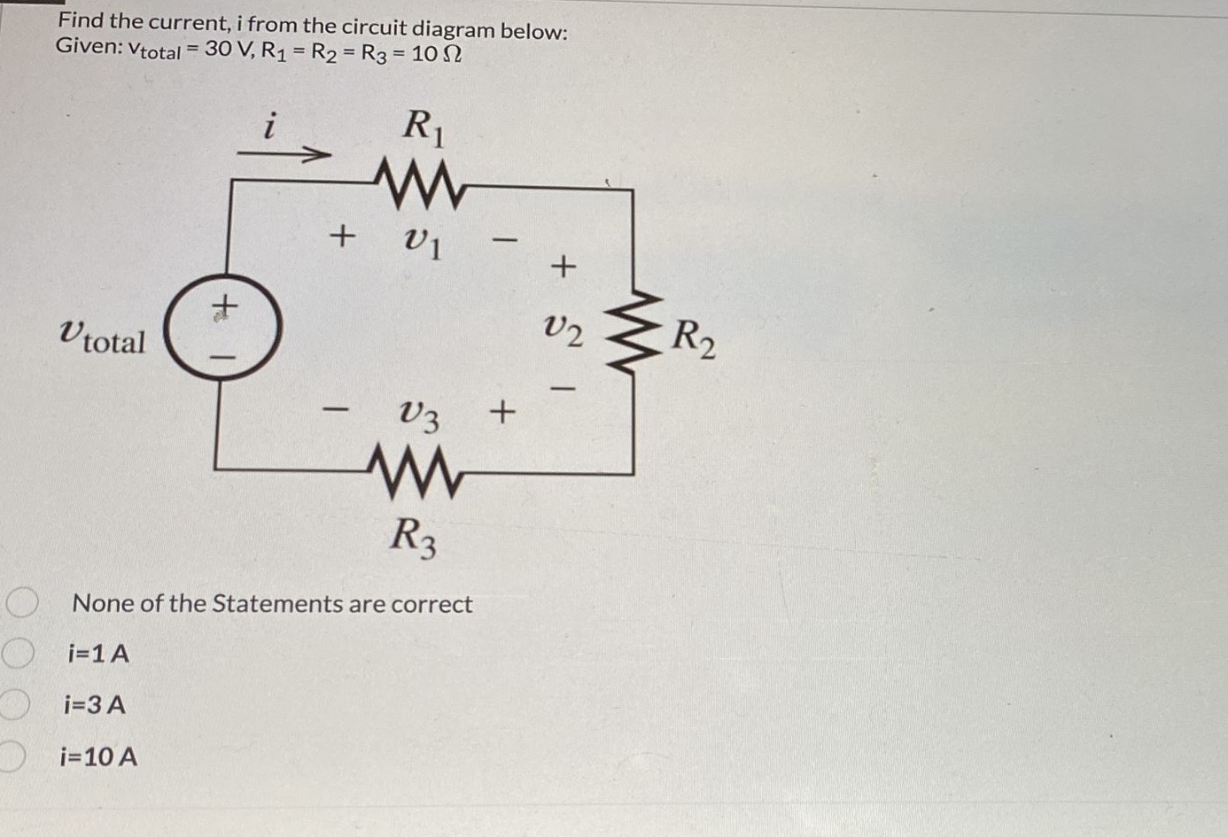 [Solved]: Find the current, i from the circuit diagram belo