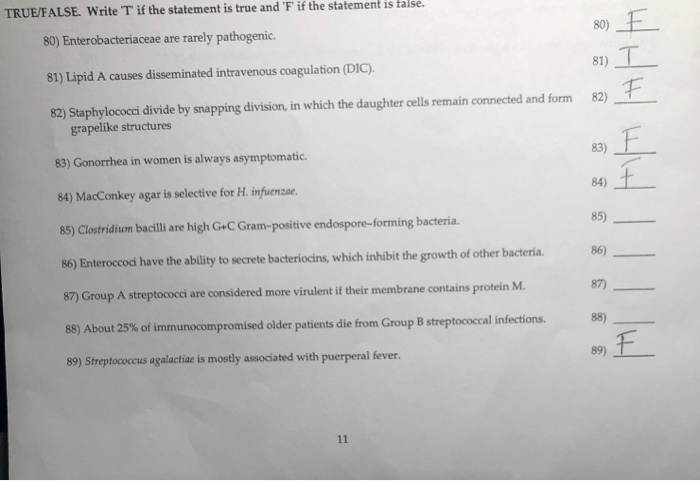 Solved TRUEFALSE. Write T if the statement is true and F if | Chegg.com