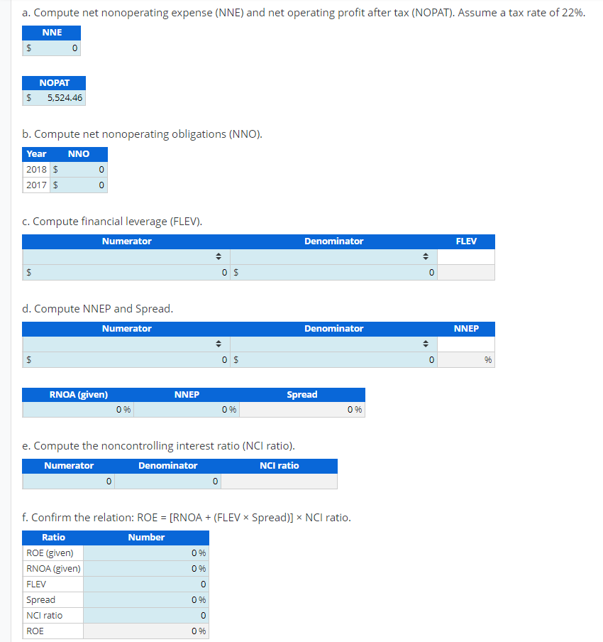 Direct Computation of Nonoperating Return Balance | Chegg.com