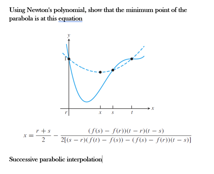 Solved Using Newton's polynomial, show that the minimum | Chegg.com