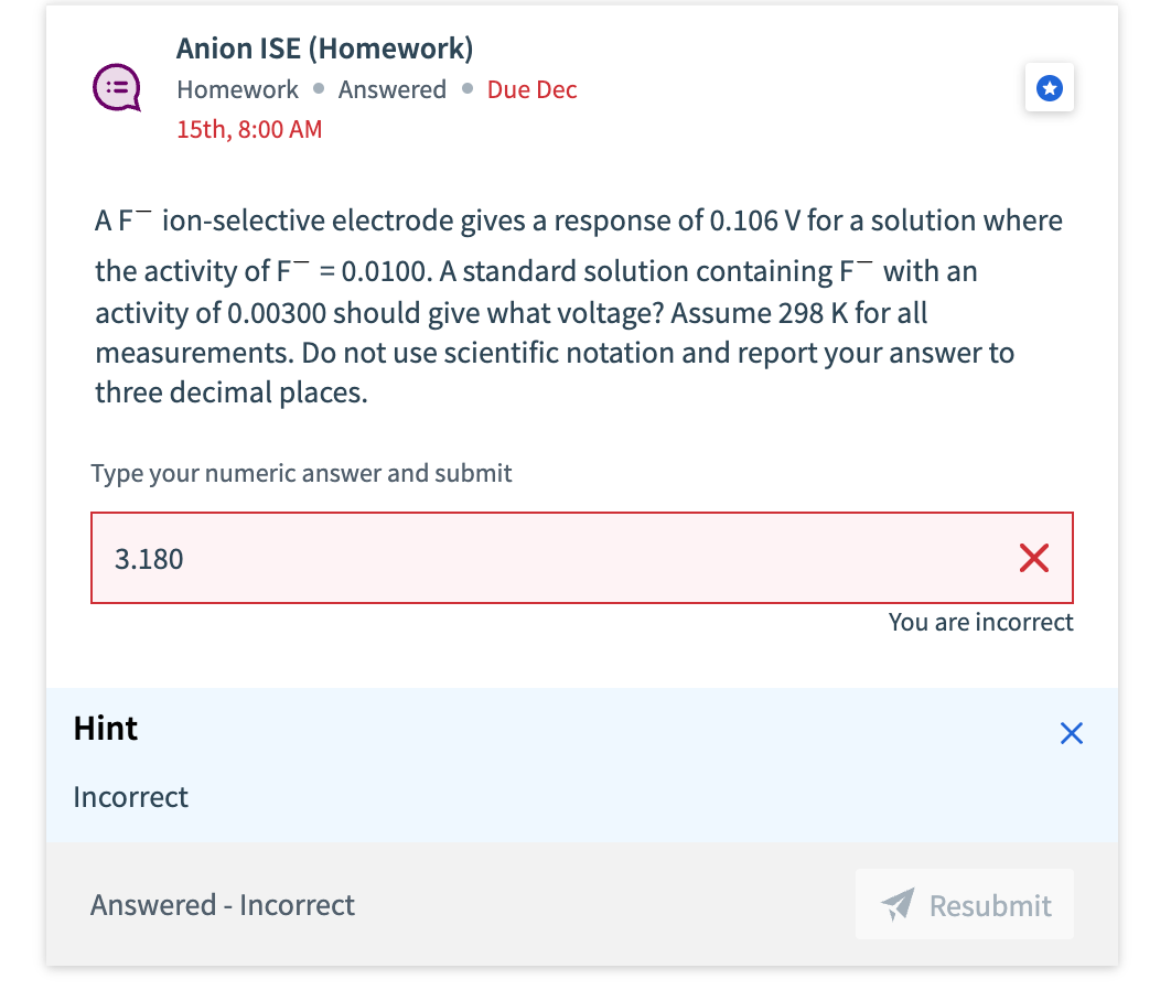 Solved Anion ISE (Homework)Homework * ﻿Answered * ﻿Due | Chegg.com