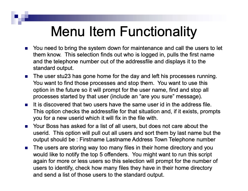 Solved Homework - Final Project (Part 1) - Create a menu | Chegg.com