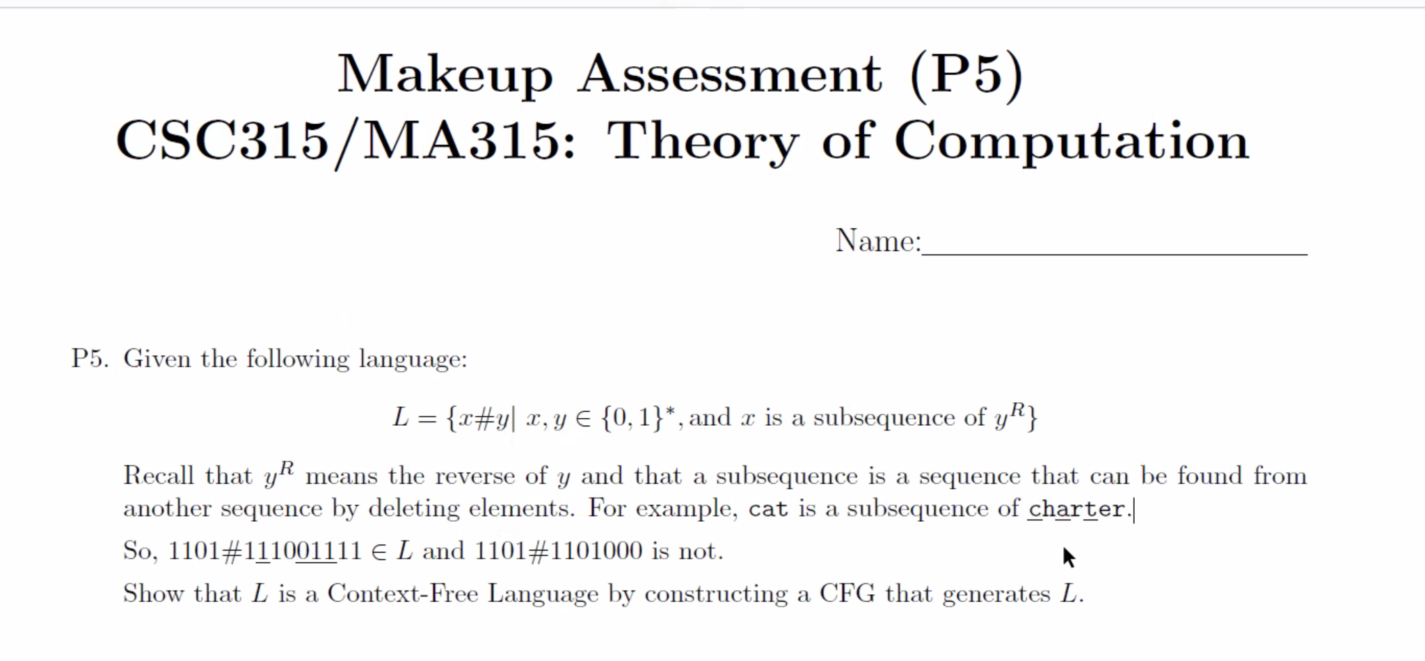 For the P5 problem, Just write out the Solution to | Chegg.com