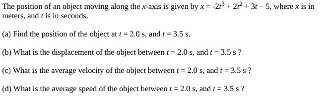 Solved The position of an object moving along the x-axis is | Chegg.com