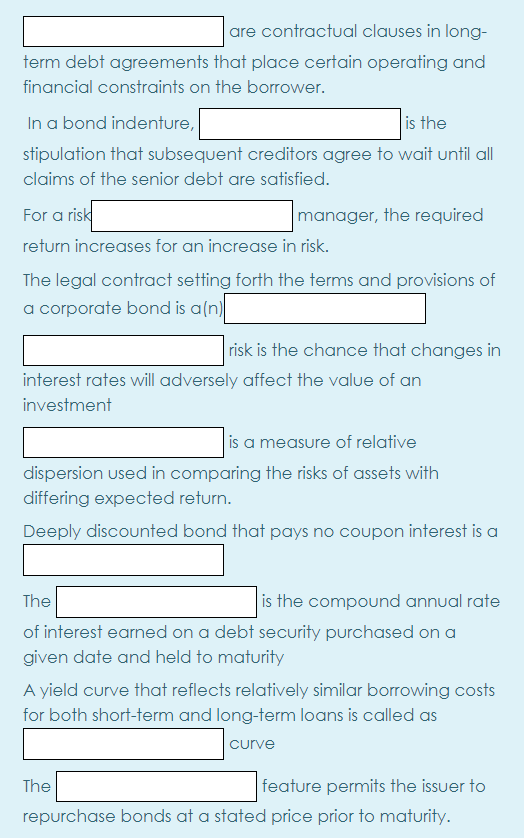 Solved are contractual clauses in long- term debt agreements | Chegg.com