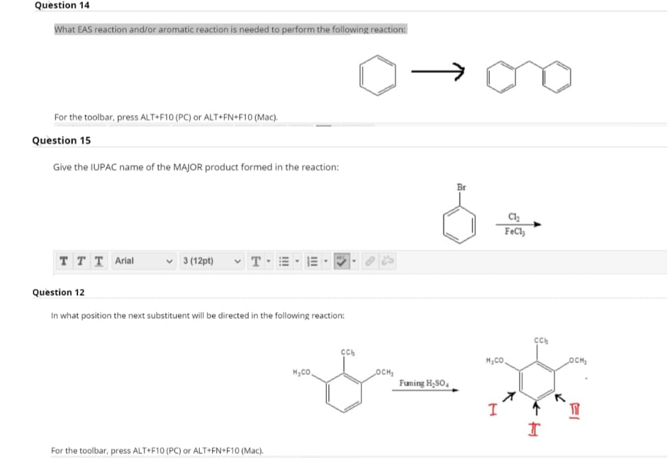 Solved Question 14 What EAS reaction and/or aromatic | Chegg.com