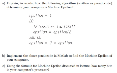 Solved a) Explain, in words, how the following algorithm | Chegg.com