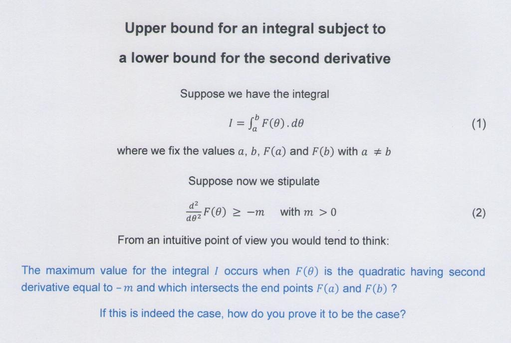 Solved Upper bound for an integral subject to a lower bound | Chegg.com