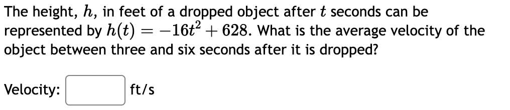 Solved The height, h, in feet of a dropped object after t | Chegg.com