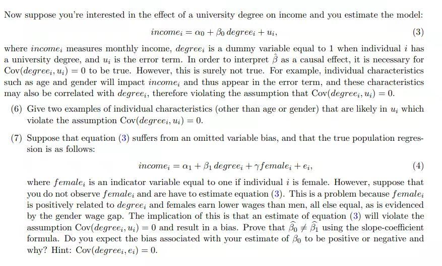Solved Now suppose you're interested in the effect of a | Chegg.com