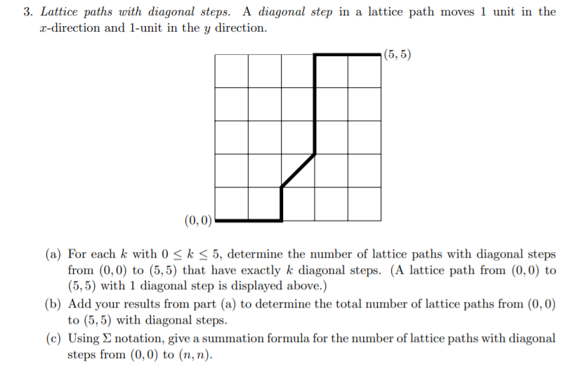 3. Lattice paths with diagonal steps. A diagonal step | Chegg.com