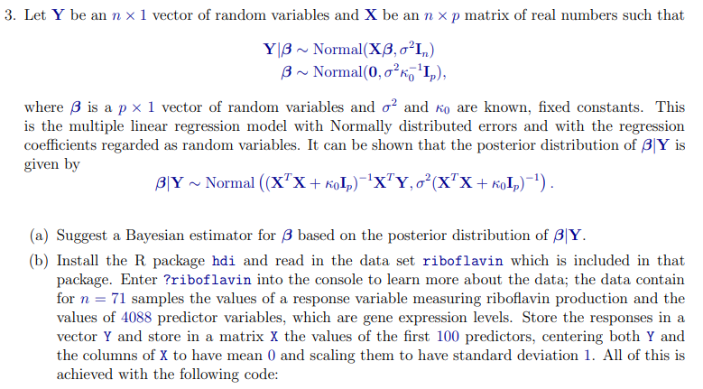 Solved 3. Let Y be an n xl vector of random variables and X | Chegg.com