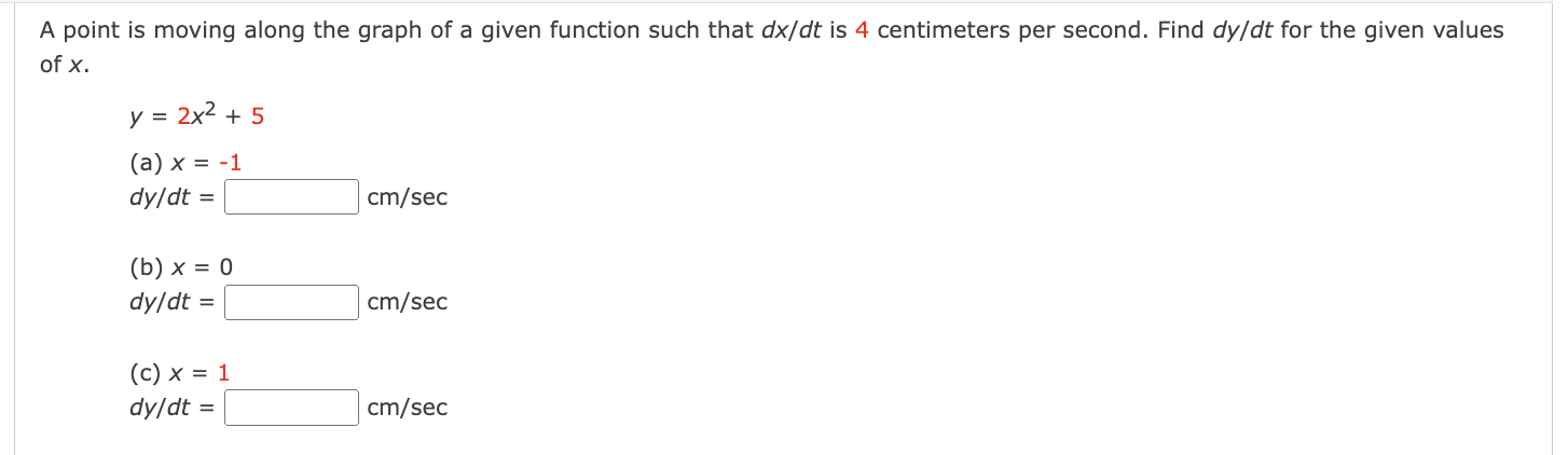Solved A point is moving along the graph of a given function | Chegg.com