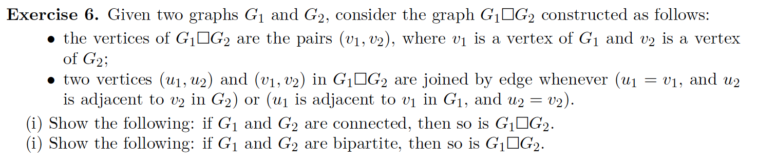 Solved Exercise 6. Given two graphs G1 and G2, consider the | Chegg.com