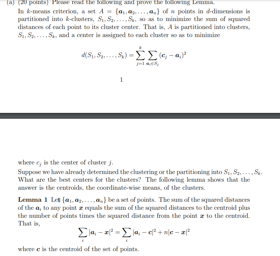 Solved (a) (20 points) Please read the following and prove | Chegg.com