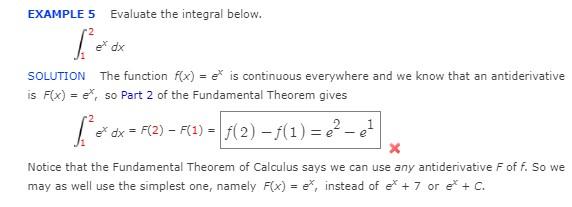 Solved EXAMPLE 5 Evaluate the integral below. ex dx SOLUTION | Chegg.com