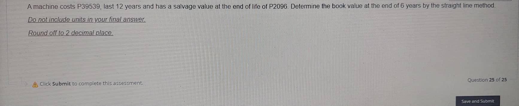 Solved Do not include units in your final answer. Round off | Chegg.com