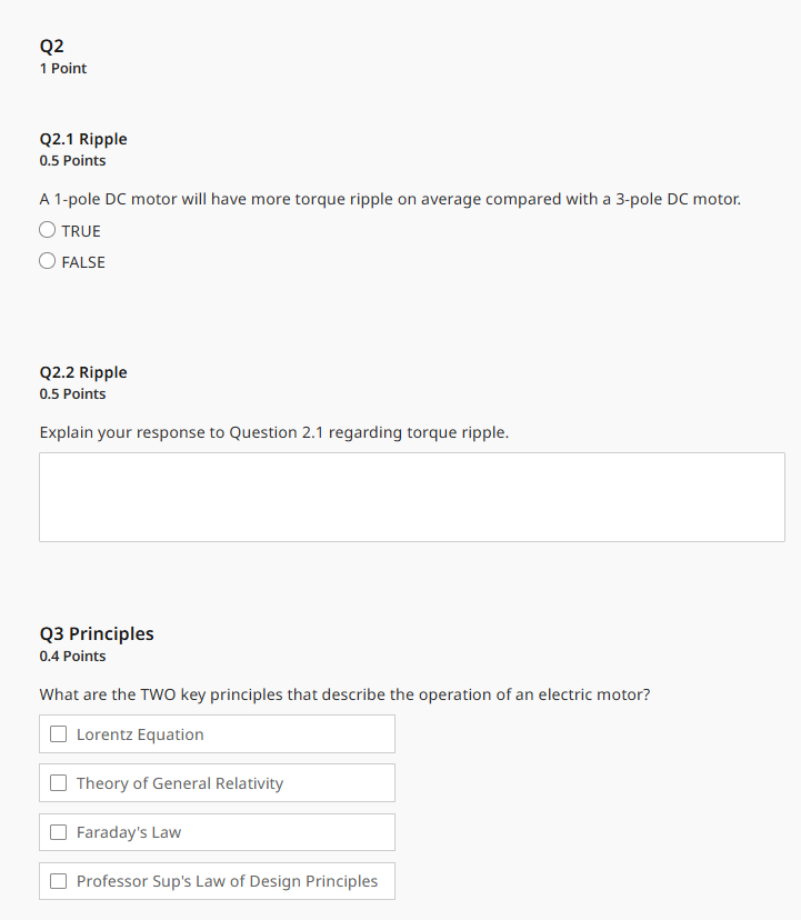 High Quality SOLUTION Q2.1 ﻿Ripple0.5 ﻿PointsA 1-pole DC motor will have | Chegg.com