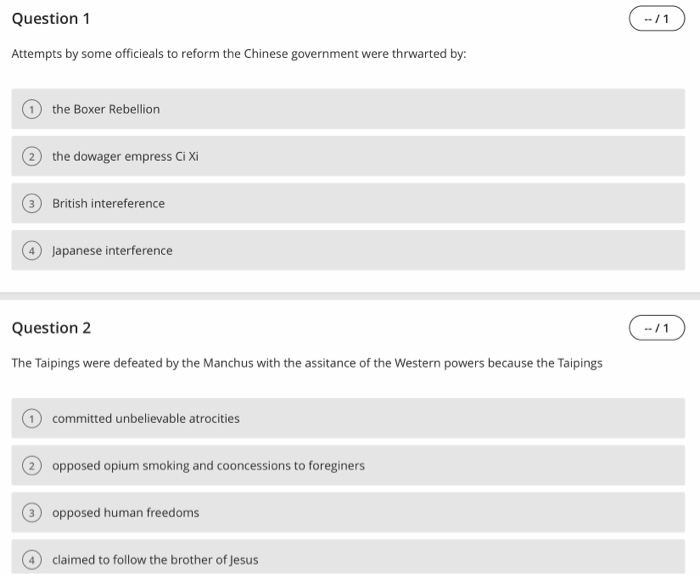 Question1 so fy 1) the Boxer Rebellion 2 the dowager | Chegg.com