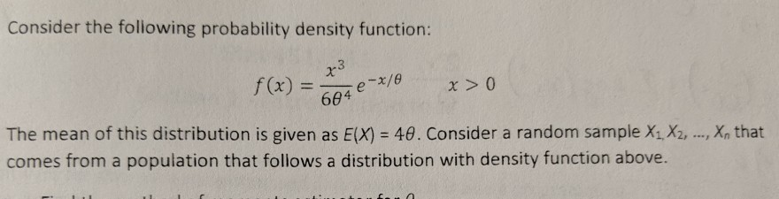 Solved Consider the following probability density function: | Chegg.com