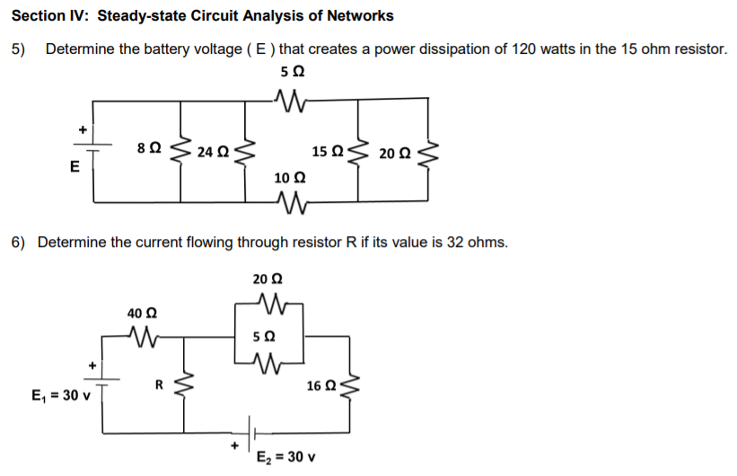Solved Section IV: Steady-state Circuit Analysis of Networks | Chegg.com