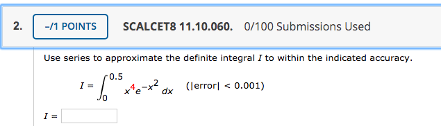 Solved -/1 POINTS SCALCET8 11.10.057.0/100 Submissions Used | Chegg.com
