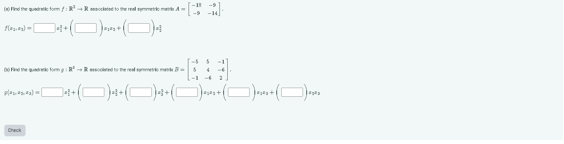 Solved (a) Find the quadratic form \\( f: \\mathbb{R}^{2} | Chegg.com