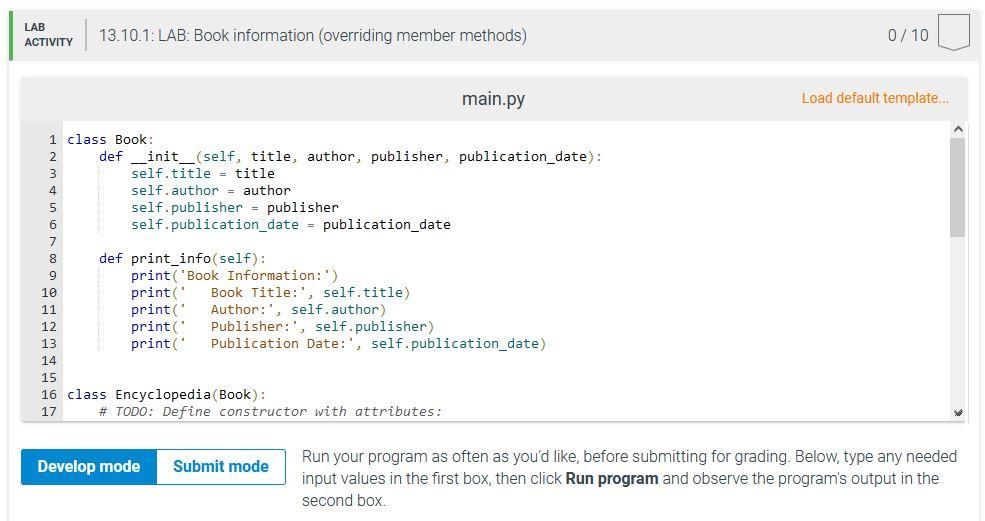 Solved LAB ACTIVITY 13.10.1: LAB: Book information | Chegg.com