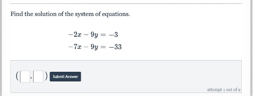 Solved Find the solution of the system of equations. -2.2 - | Chegg.com
