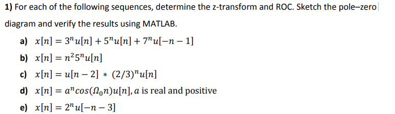 Solved 1) For each of the following sequences, determine the | Chegg.com