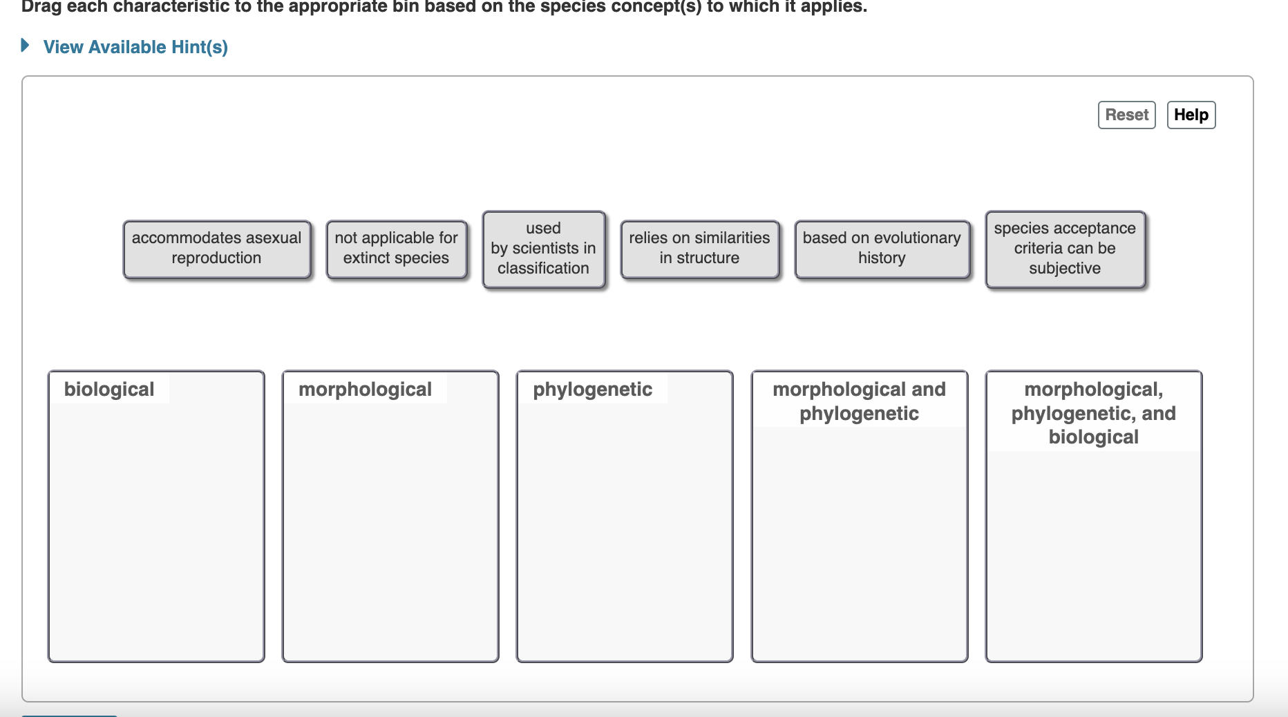 Solved Drag each characteristic to the appropriate bin based | Chegg.com