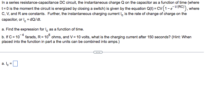 Solved In a series resistance-capacitance DC circuit, the | Chegg.com