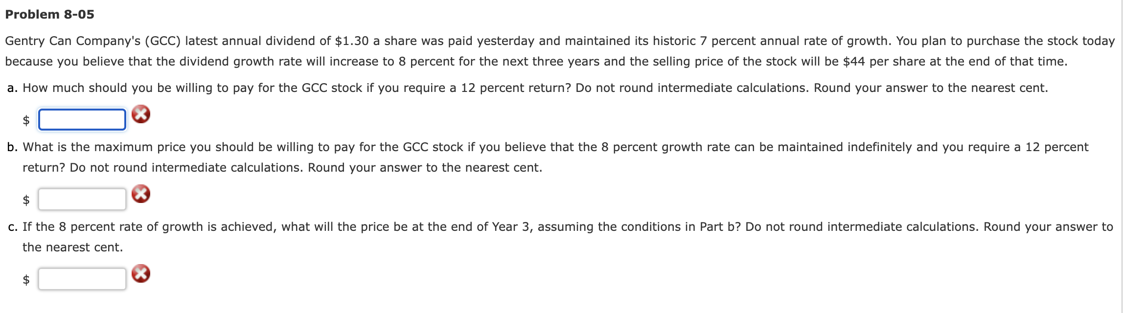 Solved Problem 8-05$return? Do not round intermediate | Chegg.com