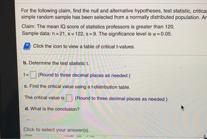 Solved For the following claim, find the null and | Chegg.com